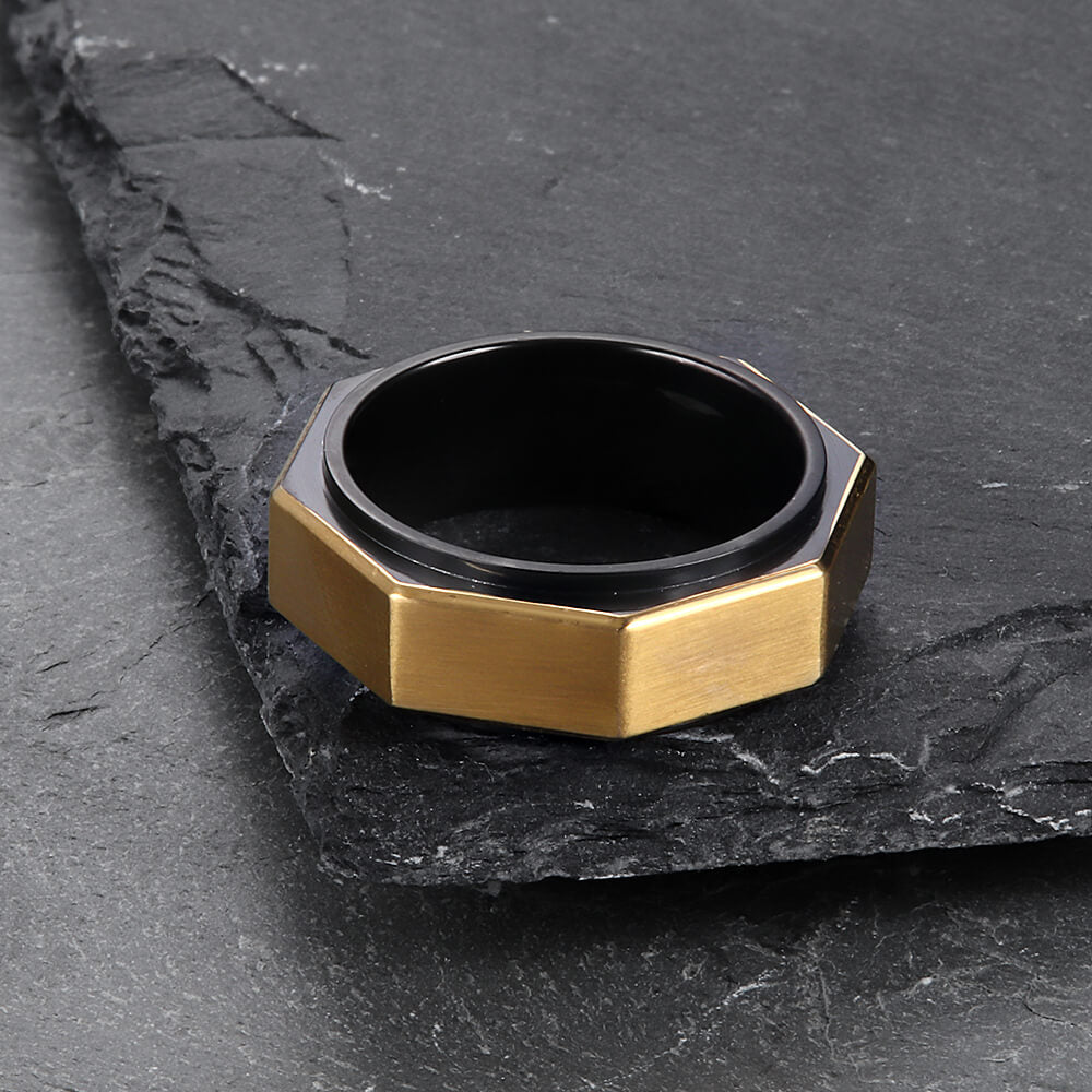 Minimalism Octagon Screw Nut Stainless Steel Men's Ring - Rock & Spark
