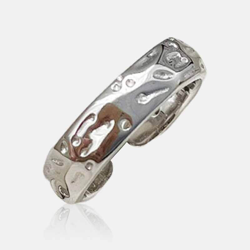 Irregular Textured Sterling Silver Wide Face Ring - Rock & Spark