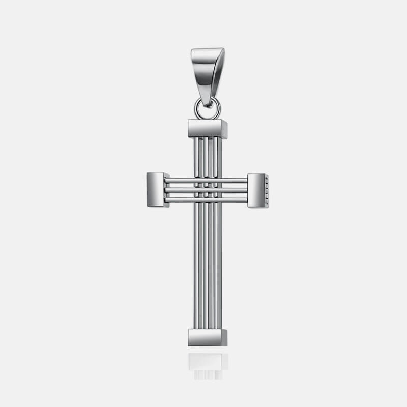 Simple Multi-Layered Cutout Stainless Steel Cross Pendant - Rock & Spark
