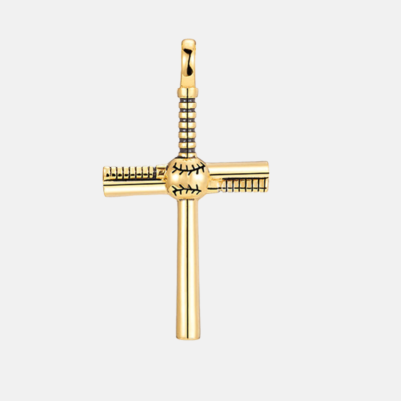Vintage Baseball Bat Stainless Steel Cross Pendant - Rock & Spark