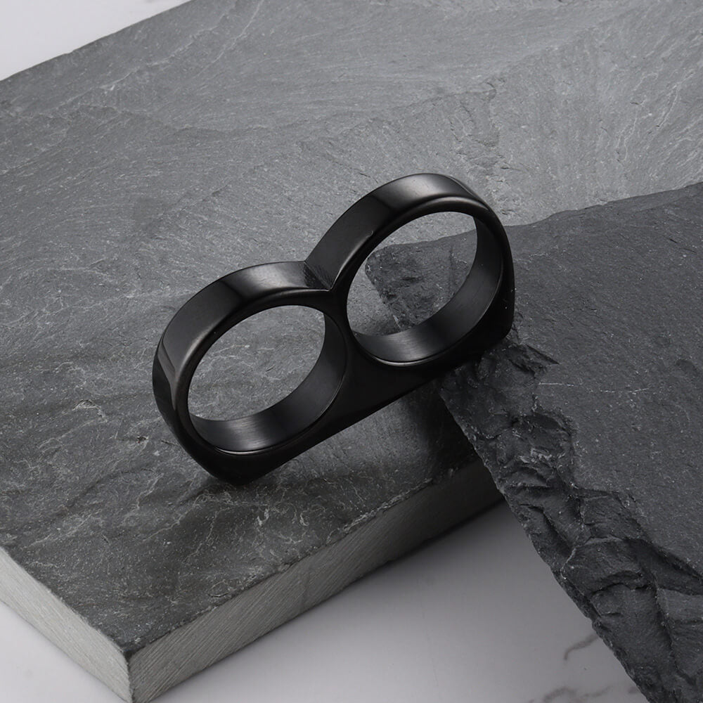 Simple Double Rings Stainless Steel Ring - Rock & Spark