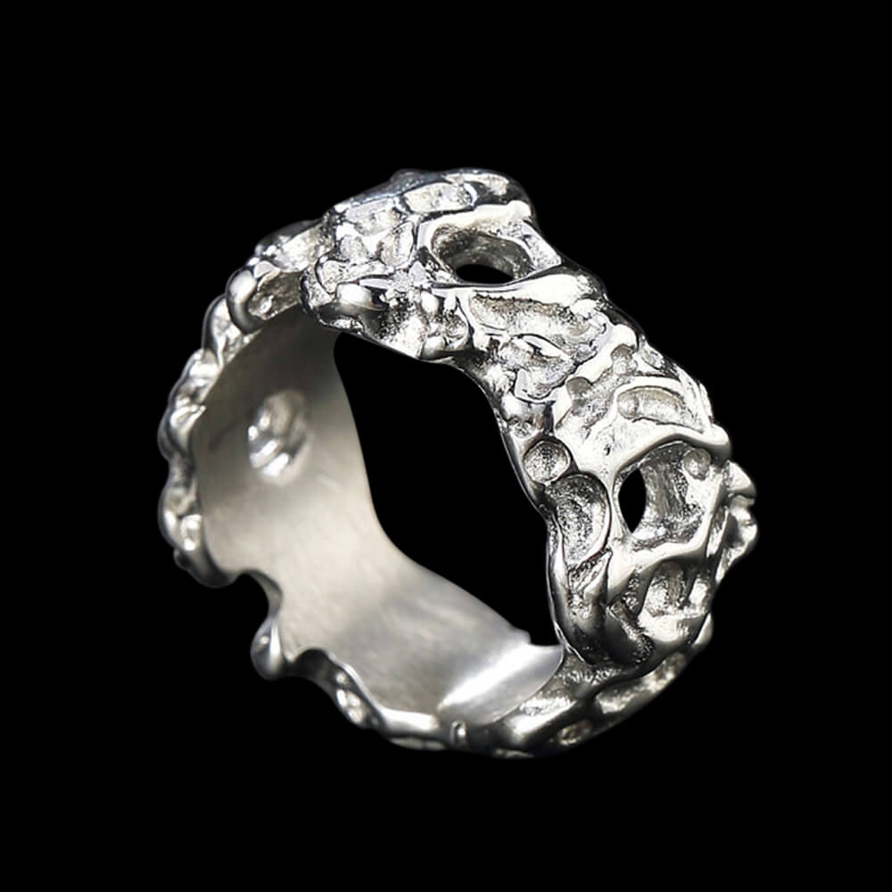 Volcanic Stone Stainless Steel Ring - Rock & Spark