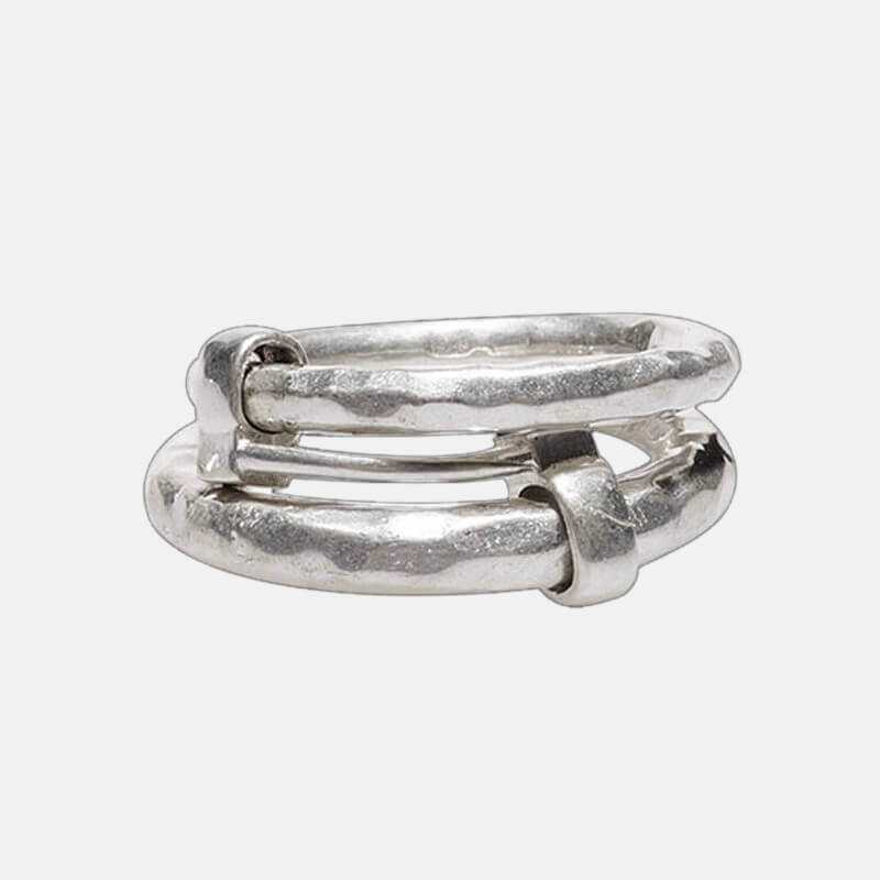 Minimalist Sterling Silver Double Ring - Rock & Spark