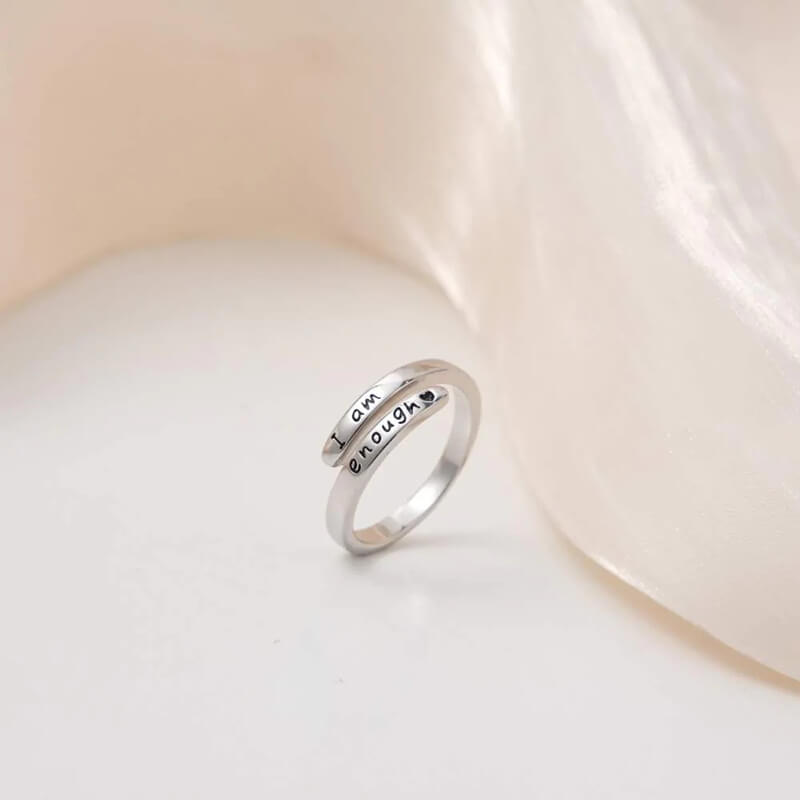 I Am Enough Sterling Silver Adjustable Ring - Rock & Spark