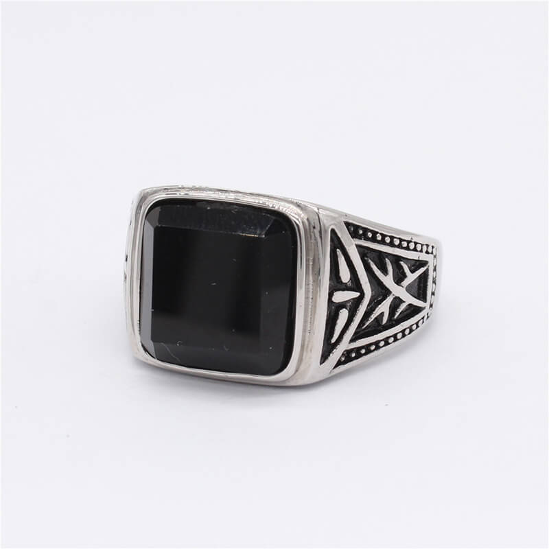 Vintage Square Stone Stainless Steel Ring - Rock & Spark