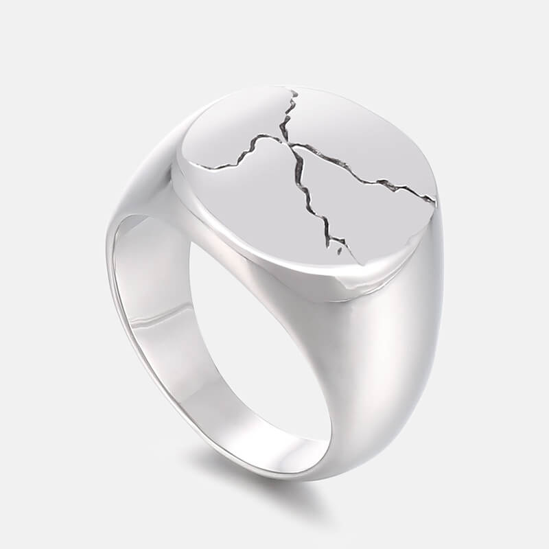 Cracked Stainless Steel Minimalist Ring - Rock & Spark