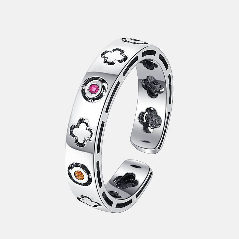 Lucky Clover Sterling Silver Open Ring - Rock & Spark
