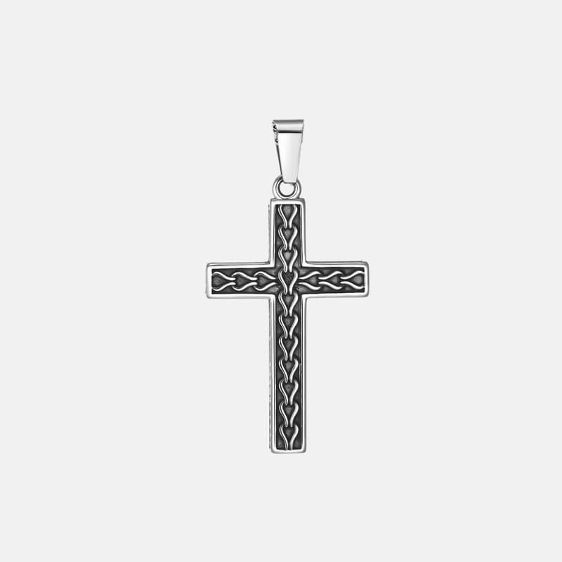 Simple Chain Pattern Stainless Steel Cross Pendant - Rock & Spark