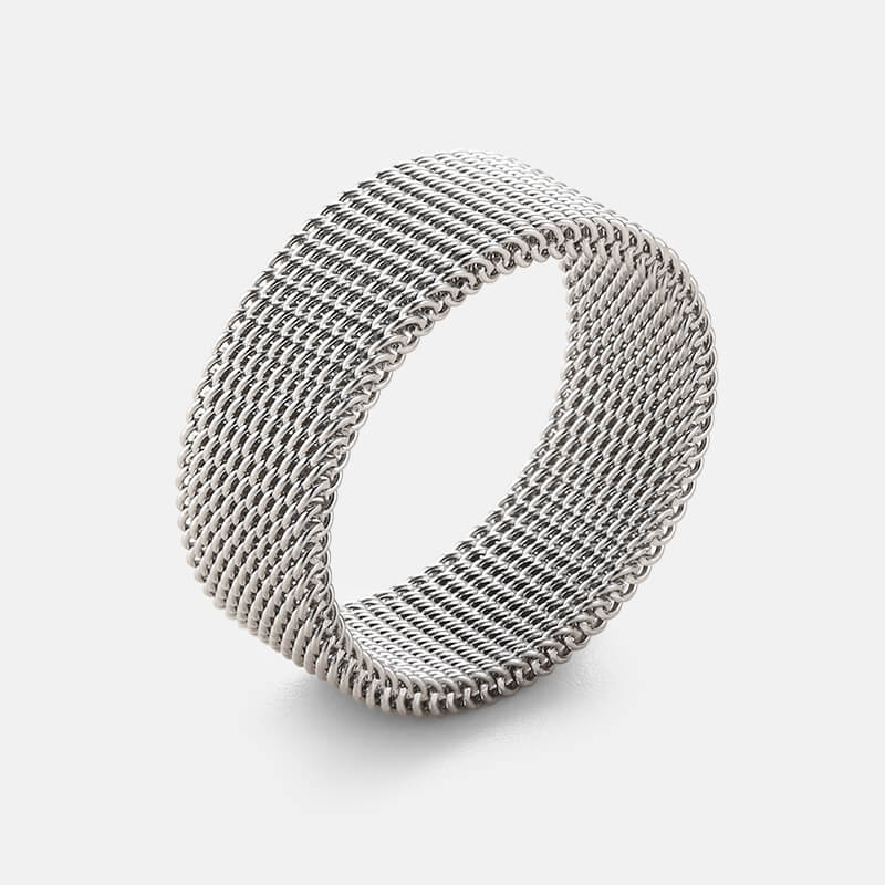 Mesh Tricolor Stainless Steel Biker Ring - Rock & Spark