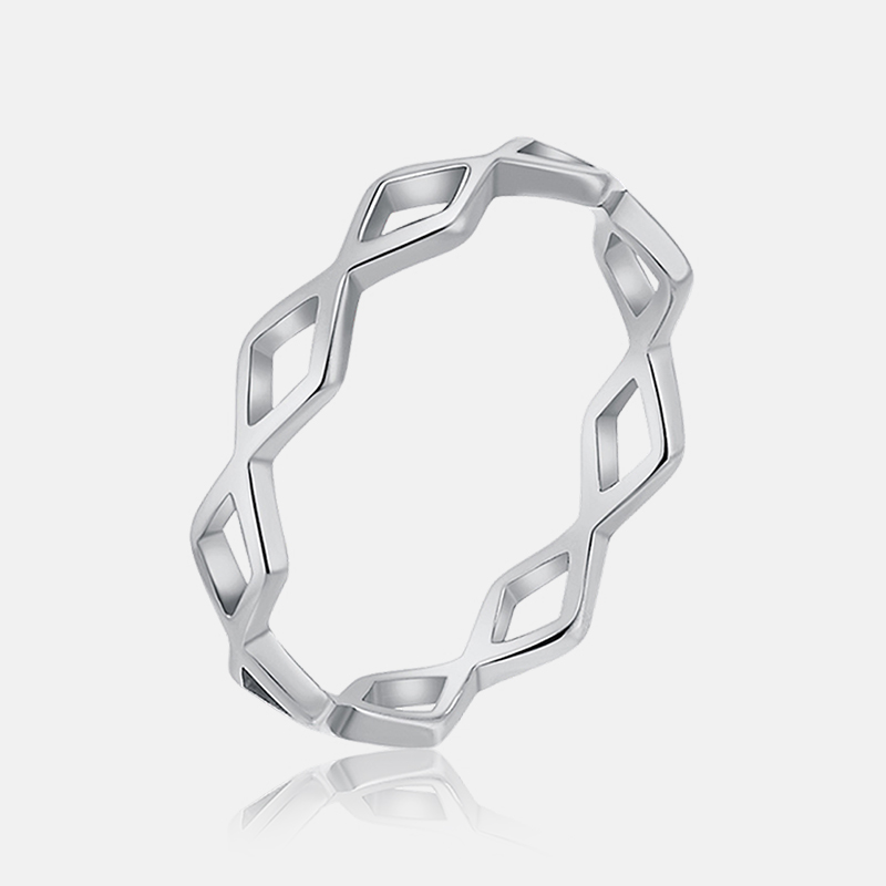 Hollow Rhombus Design Stainless Steel Simple Ring - Rock & Spark