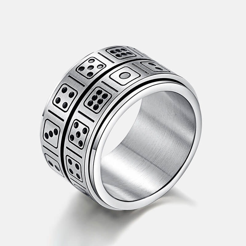 Double Circle Dice Stainless Steel Spinner Ring - Rock & Spark