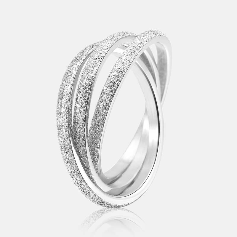 Frosted Cross Design Three-Band Stainless Steel Ring - Rock & Spark