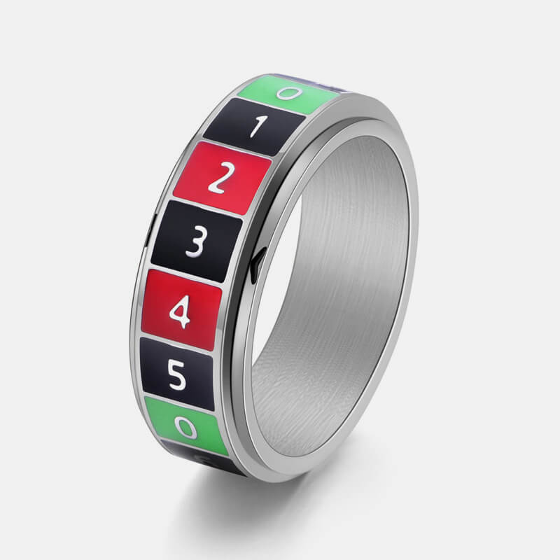 Tricolor Arabic Numerals Stainless Steel Spinner Ring - Rock & Spark