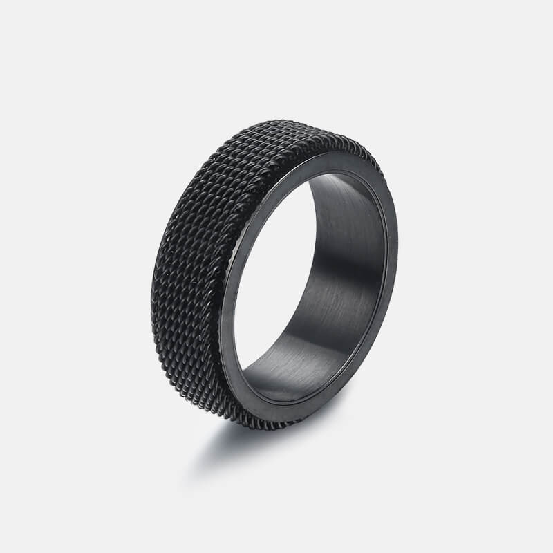 Woven Mesh Stainless Steel Spinner Ring - Rock & Spark