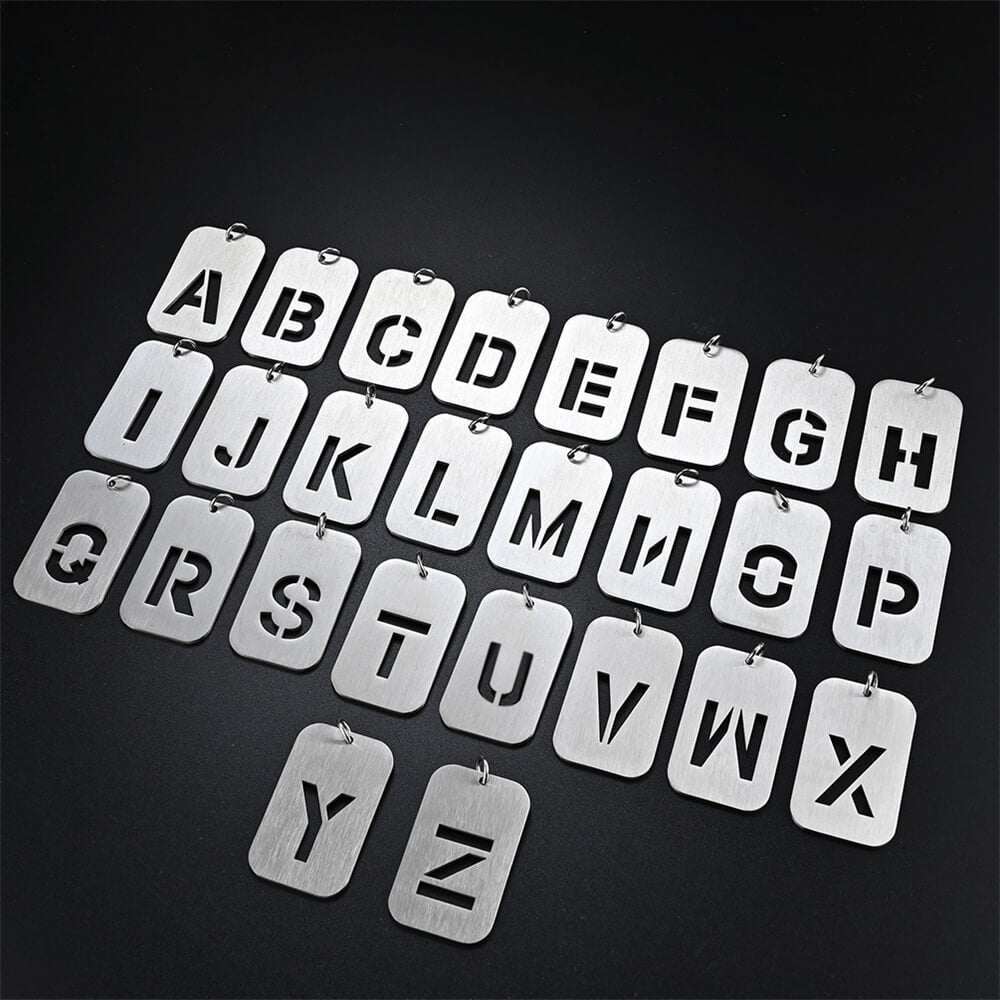 Hollow Letters Stainless Steel Military Dog Tag Necklace - Rock & Spark